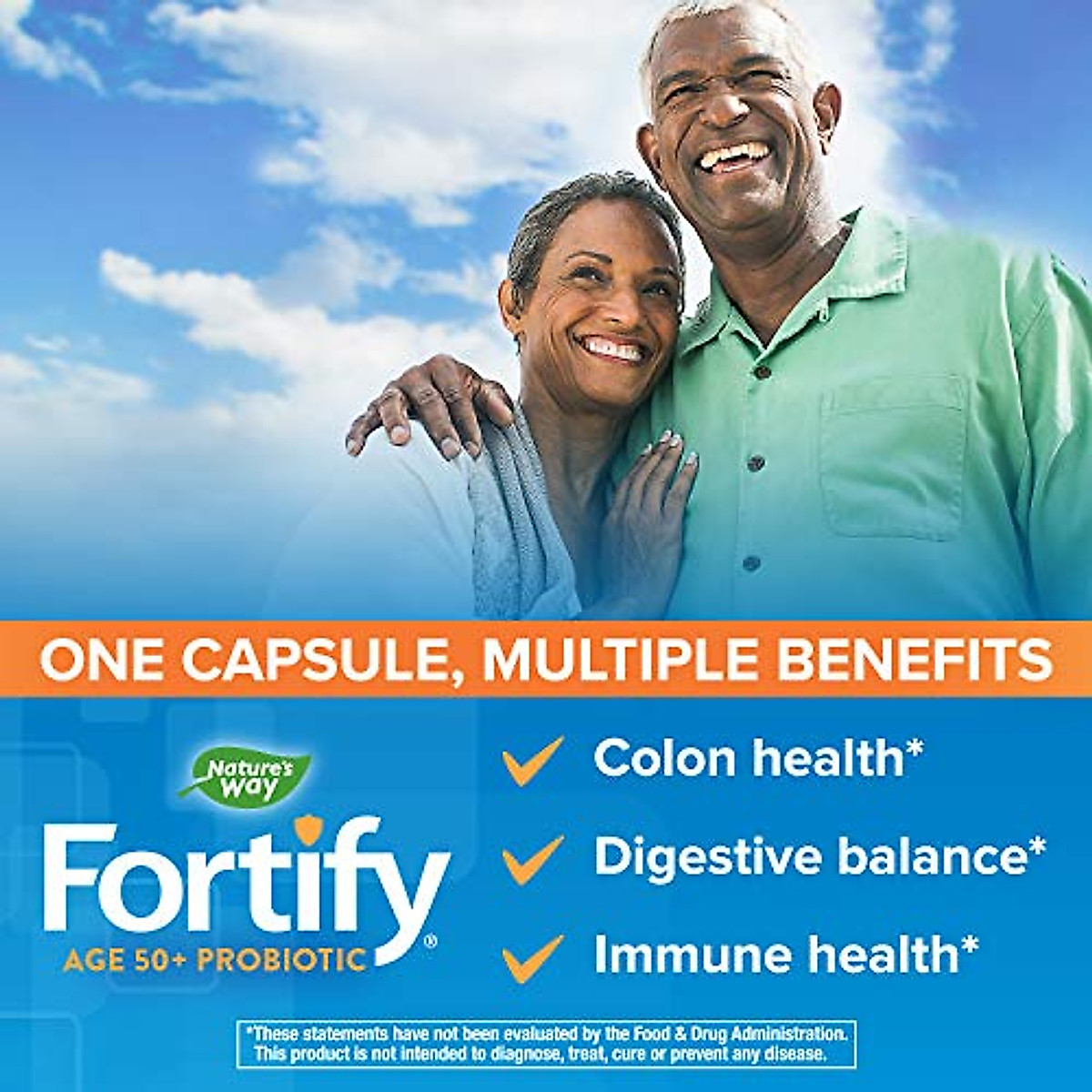 Nature's Way Fortify Daily Probiotic for Men and Women 50+, 30 Billion Live Cultures, Colon, Digestive, and Immune Health Support* Supplement, 30 Capsules