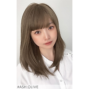 ブライトララ BRIGHT LELE Natural Full Medium Straight Hair With Bangs Wigs for Women Synthetic Curly Hair Wig for Daily Party Cosplay Wig HF1573-uk