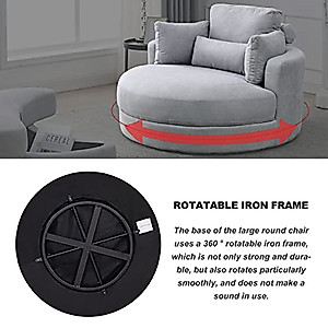 Swivel Accent Barrel Chair with Storage Ottoman,Comfy Teddy Upholstered 360° Recliner Sofa Club Chaise Leisure Round Lounge Armchair Singel Lazy Sofá Arm Chairs and Footrest Set for Living Room/Hotel