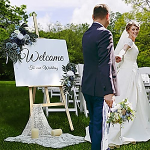 mankayoo Artificial Flower Swag Wedding Arch Flowers (Pack of 2) for Wedding Welcome Reception Ceremony Signs and Entrance Backdrop Floral Swag Decoration (Dusty Blue)