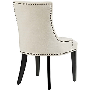 Modway Marquis Modern Upholstered Fabric Dining Chair with Nailhead Trim in Beige