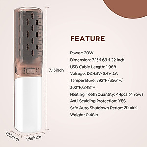 IHHAIR Hot Hair Straightener Brush,Portable Mini Cordless Hair Straightener with Travel Size USB Rechargeable 6400MAH,2 in 1 Hot Comb Hair Straightener for Women & Men with Short Hair(White)