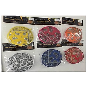 Tortilla Warmer Microwave Safe / Microwaveable Container Round 8in With Bandana-like desing, two layers, this container will keep your tortillas warm/ Mexican Tortillas Warmer