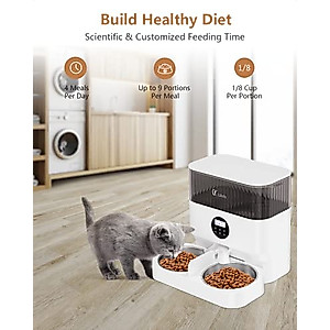 Espelho Elevated Automatic Cat Feeders for 2 Cats, 5L Timed Cat Food Dispenser with 2-Way Splitter & 2 Stainless Steel Bowls Programmable Pet Feeder for Cats & Dogs 10S Voice Recorder
