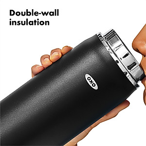 OXO 40 oz Insulated Handled Lid Water Bottle, Onyx