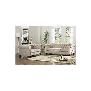 Best Master Furniture Venice Upholstered Loveseat, Beige