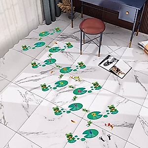 Frog Lotus Leaf Hopscotch Hopscotch Game Stickers Floor Decals, Unique Floor Art Decor Supplies for Baby Kids Room Bedroom Nursery