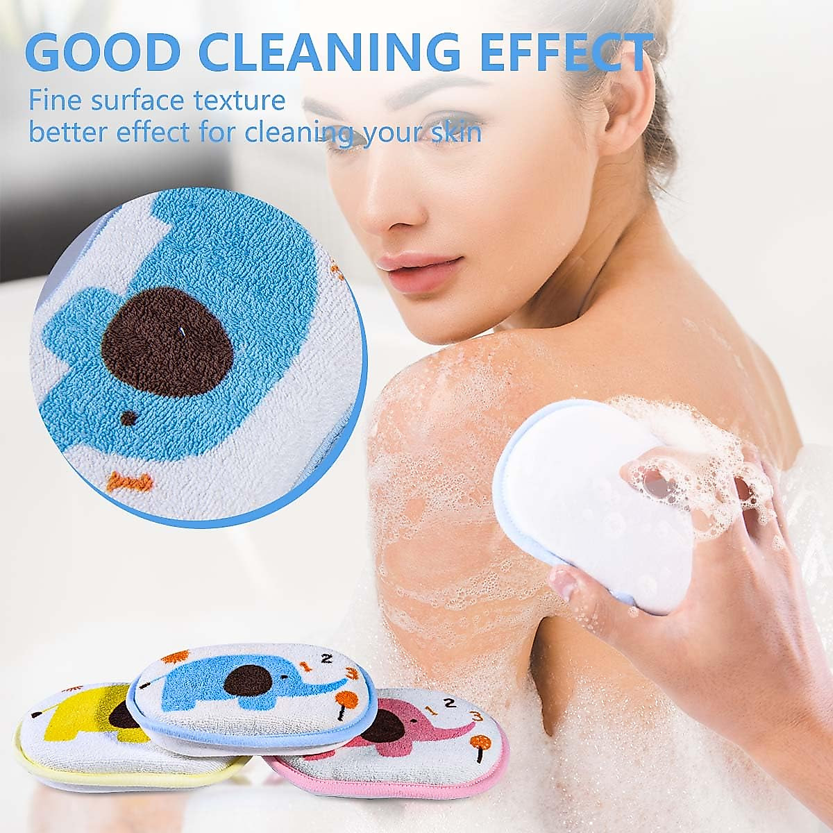 OBTANIM Baby Bath Sponge Soft Foam Scrubber Natural Sponge for Bathing, Shower Scrubber Body Sponge for Kids/Babies/Men/Women, Set of 3
