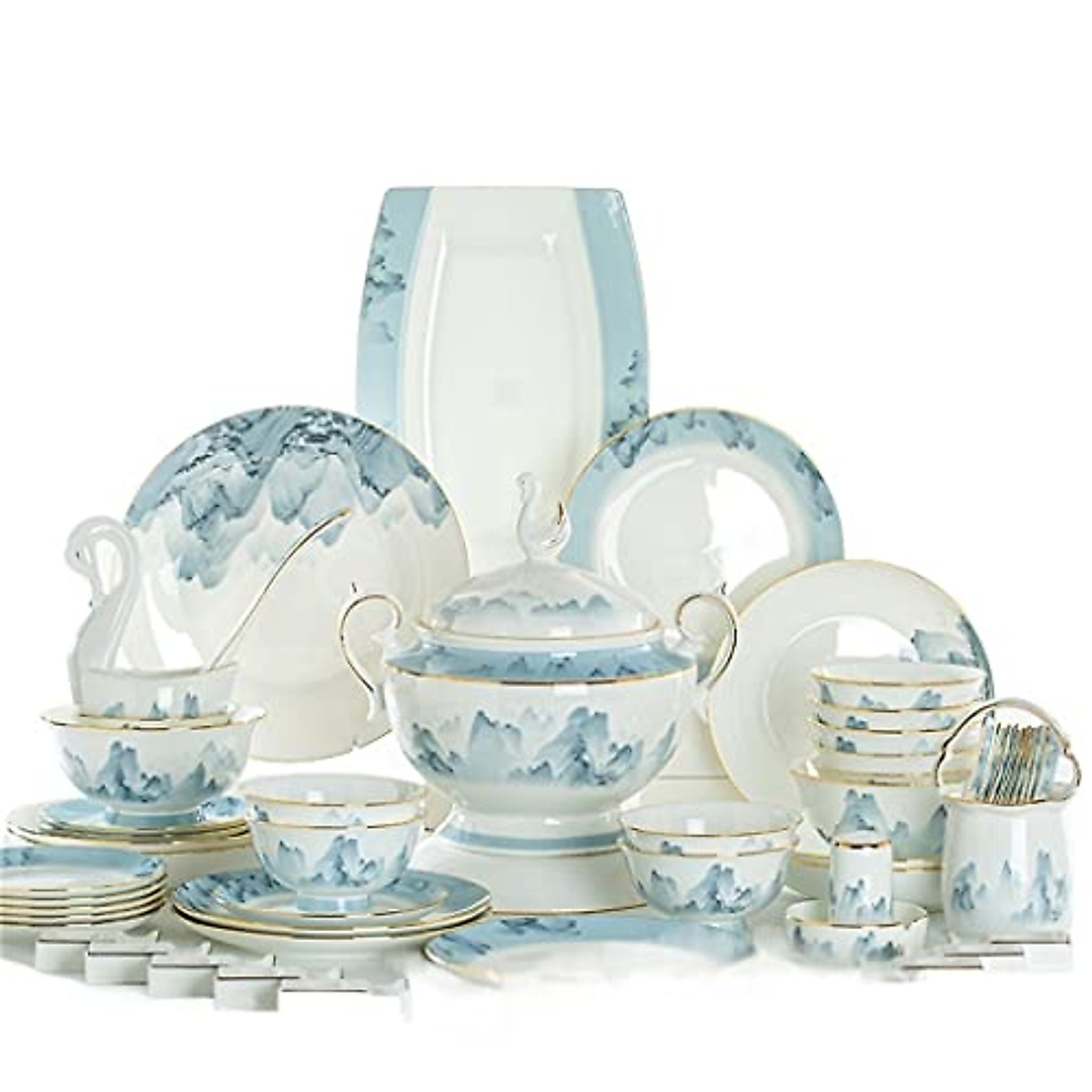 GAENZA Chinese cutlery set bone china bowls plates kitchen utensils kitchenware set