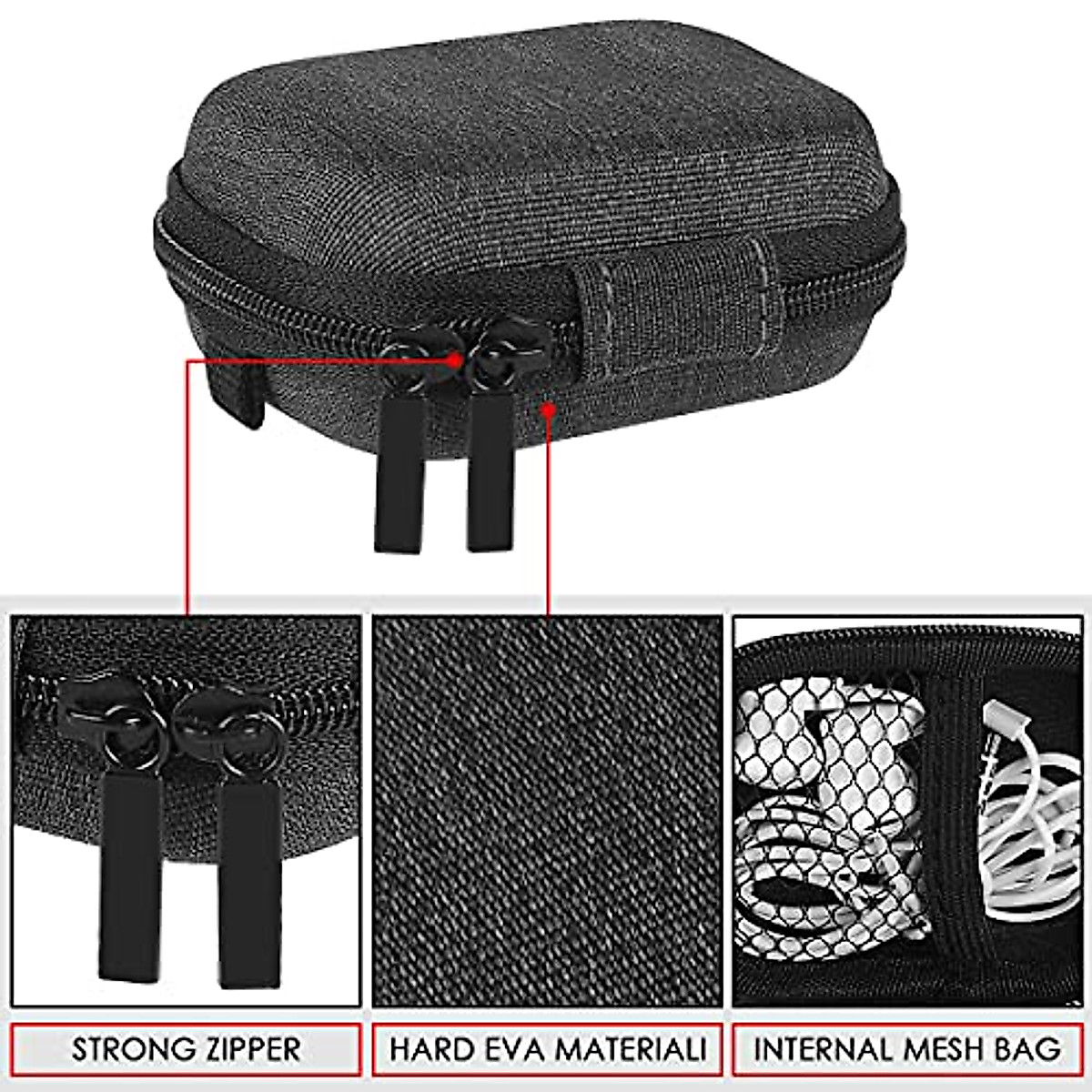 Geekria Shield Headphones Case Compatible with Samsung Galaxy Buds+ Plus True Wireless Earbuds Case, Replacement Hard Shell Travel Carrying Bag with Cable Storage (Grey)