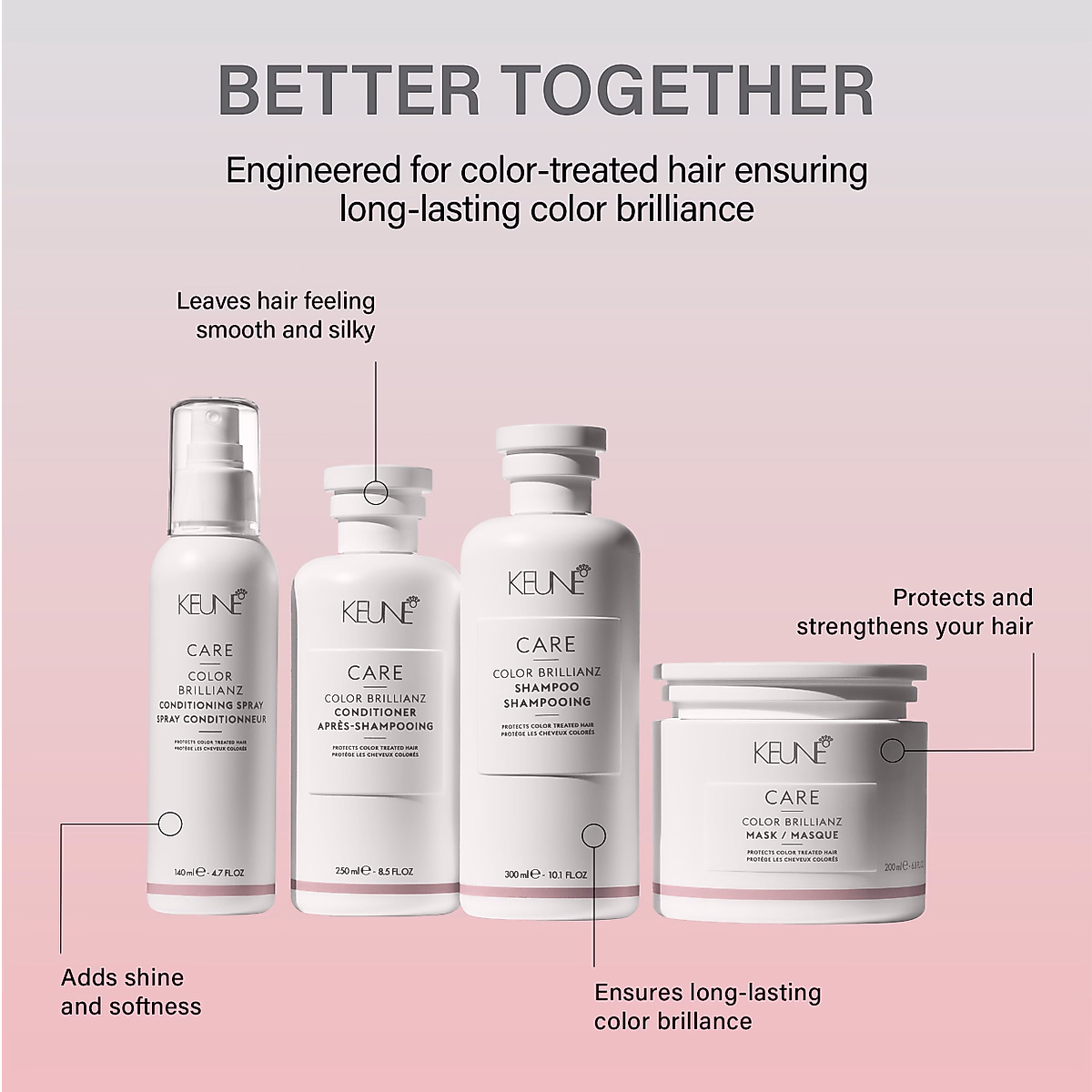 Keune Care Color Brillianz Conditioner, Color-Safe & UV-Protecting Conditioner for Color-Treated Hair, 8.5 Fl Oz