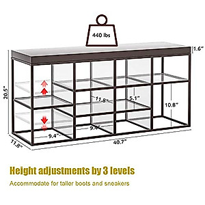 LGHM Shoe Storage Bench, Entryway Bench with Shoe Storage,3-Tier Shoe Rack Bench with Adjustable Shelf, Ideal for Entryway Livingroom Bedroom or RV, White