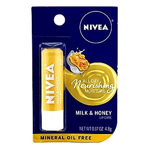 NIVEA A Kiss of Milk & Honey Natural Defense & Soothing Lip Care 0.17 oz (Pack of 4)