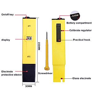 Digital PH Meter for Water, Water Quality Tester High Accuracy PH Reader PH Tester for Hydroponics, Household Drinking, Aquarium, Swimming Pool