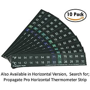 Stick On Thermometer Strip, Digital Temperature Display for Fermenting, Brewing, Wine, Beer, Kombucha or Aquariums. 50-90F (10-32C) Adhesive Sticker 10 Pack (10)
