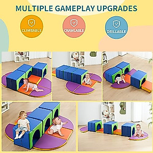 Foam Climbing Blocks for Toddlers, 9pcs Climbing Toys for Toddlers for Climb,Crawl and Slide, Toddler Climbing Toys Indoor for Nursery, Living Room, Children's Room (9pcs)