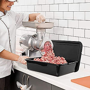 Idomy 3-Pack 13 L Black Commercial Bus Tub, Plastic Bus Box with Lids