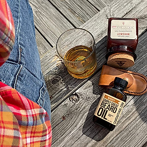 Simply Great Beard Oil - WHISKEY Scented - Holiday Gifts - Stocking Stuffers - Beard Conditioner 3 Oz Easy Applicator - Natural - Vegan and Cruelty Free Care for Beards