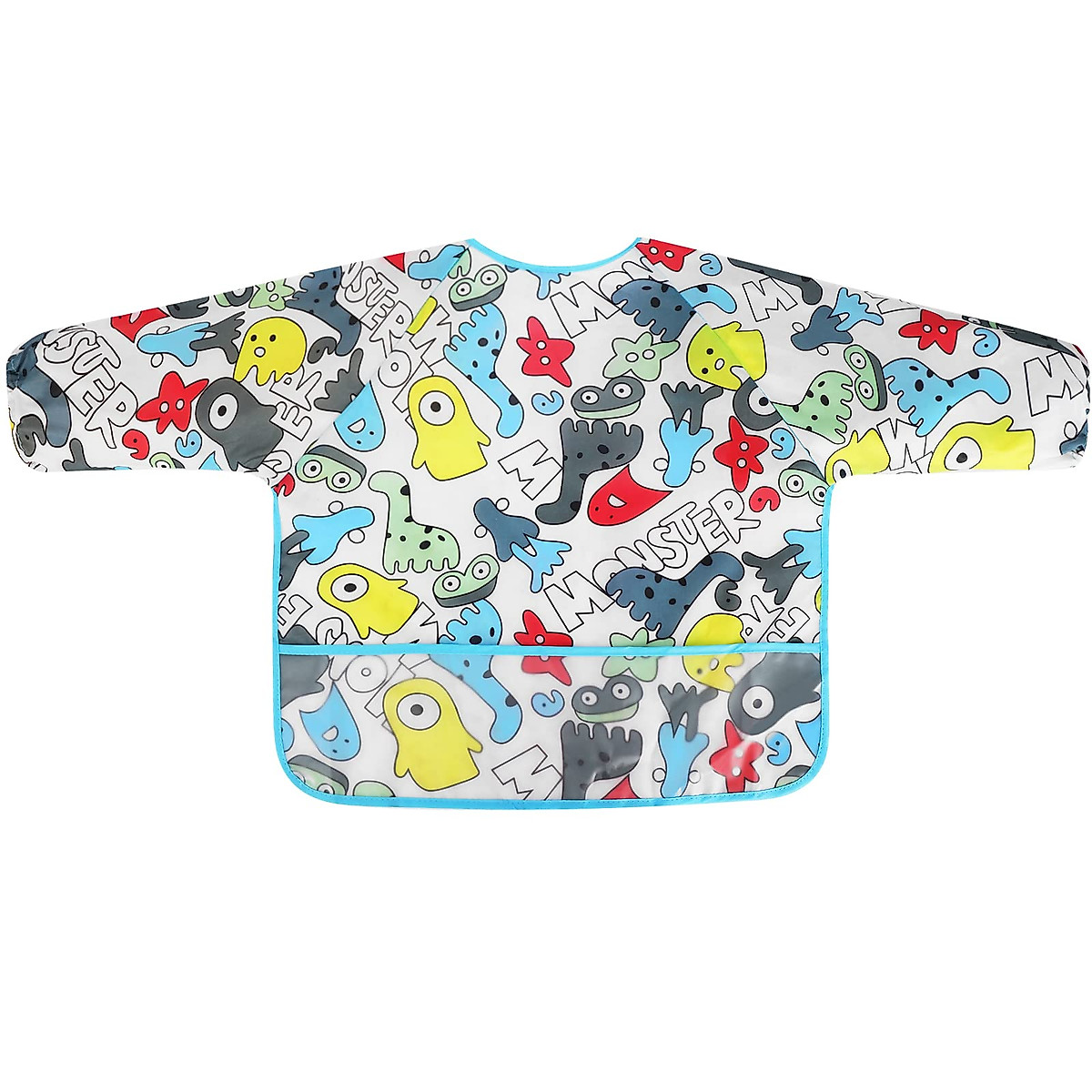 Accmor 4 Pcs Baby Long Sleeve Bibs, Waterproof Baby Bibs with Pocket, Toddler Sleeved Bib, Baby Smock for Eating Feeding, 24-36 Months