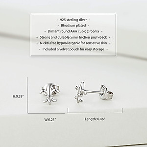 Lavishe Rhodium Plated 925 Sterling Silver Mini Fleur De Lis Flower of Lily Stud Earrings