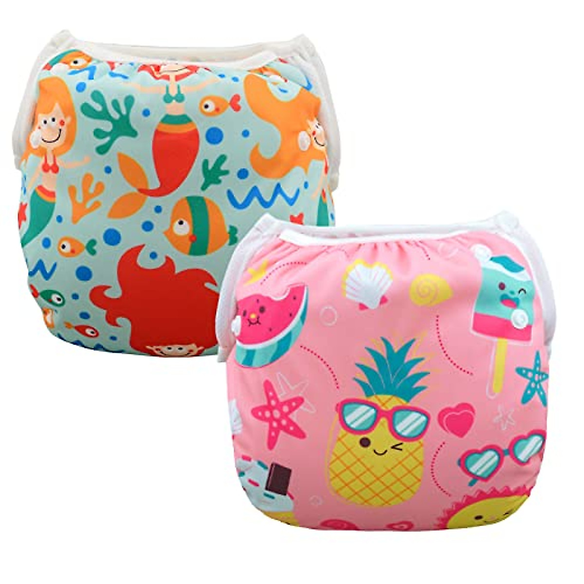 ALVABABY Baby Swim Diapers 2pcs One Size Reusable Washable & Adjustable for Swimming Lesson & Baby Shower Gifts SWD37-39