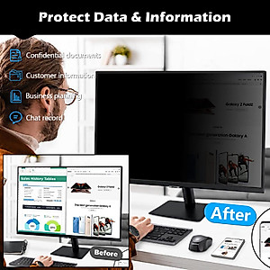 FILMEXT [2023 Upgrade 24 Inch Computer Privacy Screen Filter for 16:9 All-in-One Desktop/Frameless Monitor-Removable Blue Light UV Blocking Privacy Shield for Thin Bezel Computer