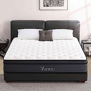 Vantto Queen Mattresses, 12 Inch Memory Foam Hybrid Mattress, Pocket Spring Mattress in a Box for Motion Isolation, Edge Support, Pressure Relief and Supportive, CertiPUR-US, 100 Nights Trial