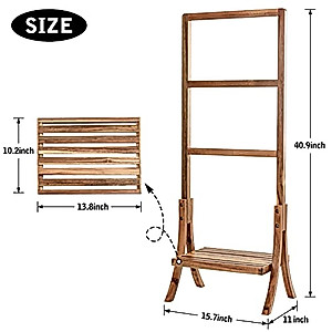 Bambu Masster Acaia Wood Towel Rack Freestanding Beach Towel,Facecloth, Small Bath Towel and Bathrobe.