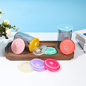 Colorful Acrylic Lids for 16 oz Glass Cups, Spill Proof and Reusable Tumbler Replacement Lids, Suitable for Beer Cans, Water Cups and Glasses(10 Pcs)