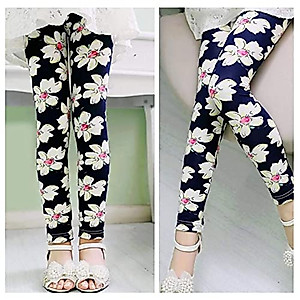 Ehdching Baby Girls Printing Flower Ninth Pants Tight Fashion Toddler Kids Leggings