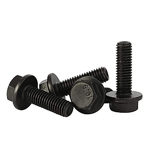 M8 x 20mm Flanged Hex Head Bolts Flange Hexagon Screws, Full Thread, Alloy Steel, Black Oxide Finish, Quantity 20