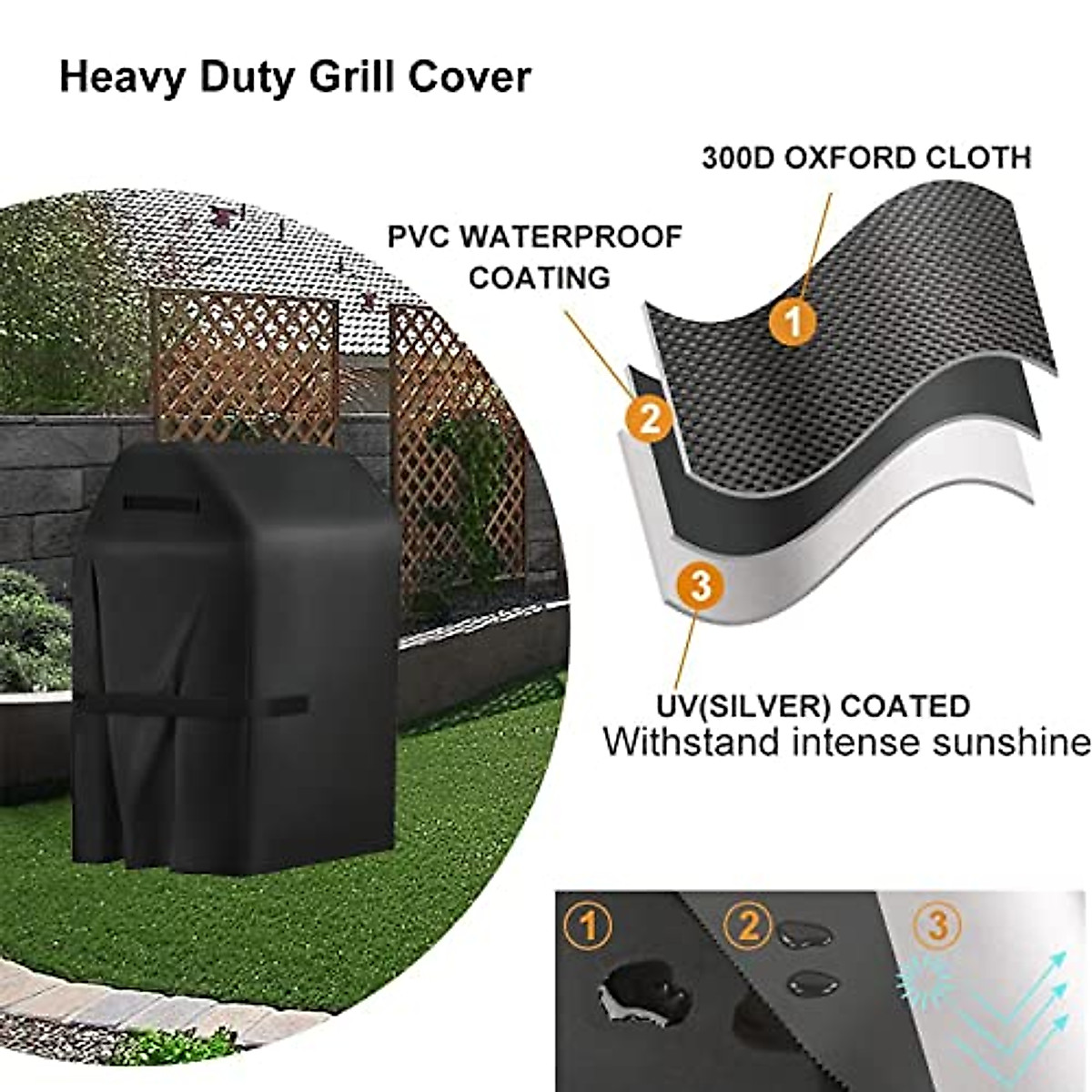 Samhe BBQ Grill Cover, 32-Inch Heavy Duty Waterproof UV Resistant Tear Resistant BBQ Gas Grill Cover for Nexgrill Brinkmann Weber Char-Broil