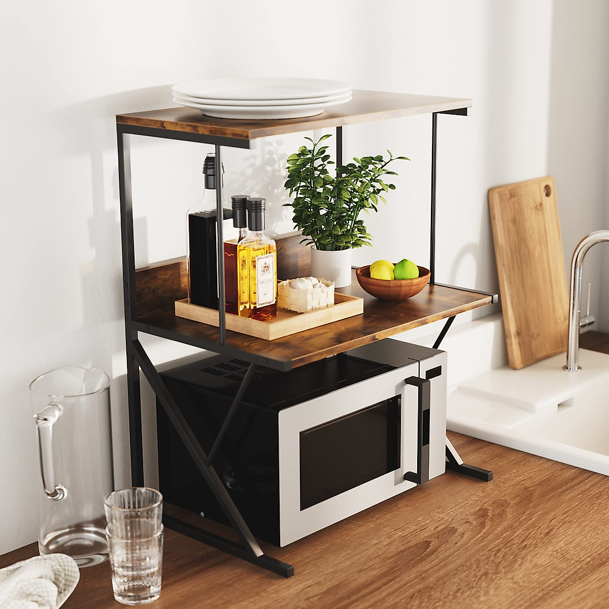 aboxoo Printer Stand 3 Tiers Organizer Shelves Large Size High Capacity Storage Desk Shelves for Home Office Printer Fax Book Heavy Duty Rack