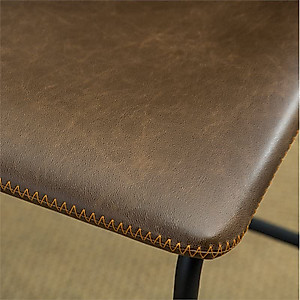 Roundhill Furniture Lotusville PU Leather Dining Chairs, Set of 2, Brown