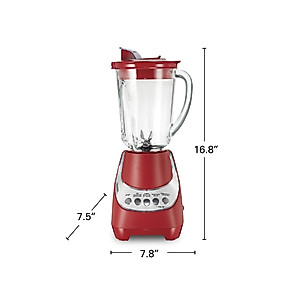 CALFEE Quiet Blender, 48 oz. Glass Jar, 12 Blending Functions, Red