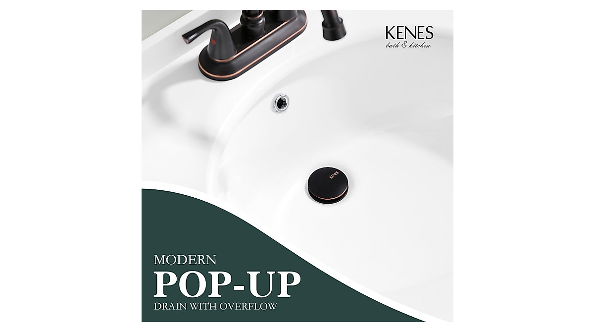 KENES Oil Rubbed Bronze Pop Up Sink Drain - Easy Install