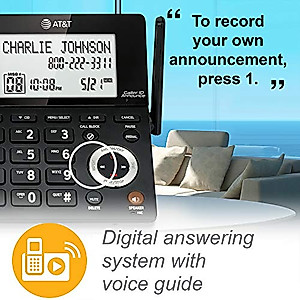 AT&T CL84307 Dect 6.0 Expandable Corded/Cordless Phone with Smart Call Blocker, Silver/Black with 3 Handsets