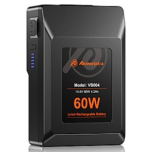 Powerextra V Mount Battery V Lock Battery 60Wh 14.4V 4.2Ah with D-Tap USB-A Type-C Ports for Broadcast Video Camcorder Compatible with Sony HDCAM, XDCAM, Digital Cinema Cameras