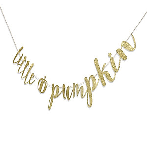 Little Pumpkin Banner - Halloween banner,Little pumpkin 1st birthday banner,Fall Themed Baby Shower Banners, Gold Glitter Fall Baby Party Decorations