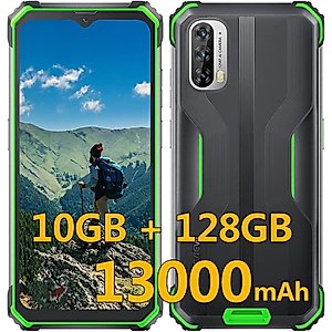 Blackview Rugged Smartphone Unlocked, BV7100 Cellphone(2023New), Android 12, 10GB+128GB/1TB Expand, 33W Fast Charge 13000mAh Battery,Waterproof Unlocked Cell Phone, NFC, Glove Mode,Fingerprint Unlock