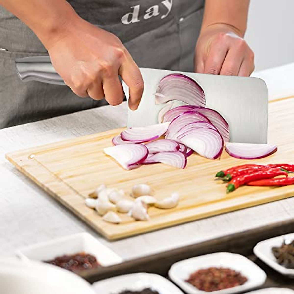 ADCODK Cleaver Knife-Chinese Chef Sharp Knife Butcher Vegetable Meat Cutting Slicing Asian Kitchen Knife Stainless Steel Hollow Handle