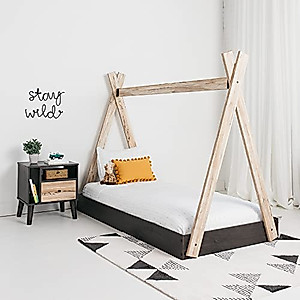 Signature Design by Ashley Piperton Modern Youth Tent Bed Frame, Twin, Natural Wood & Black