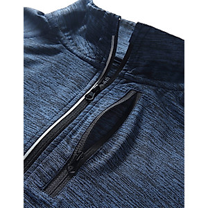 3 Pack: Men's Quarter 1/4 Zip Pullover Long Sleeve Workout Jackets, Athletic Dry Fit Running Shirts (Set 1, Medium)