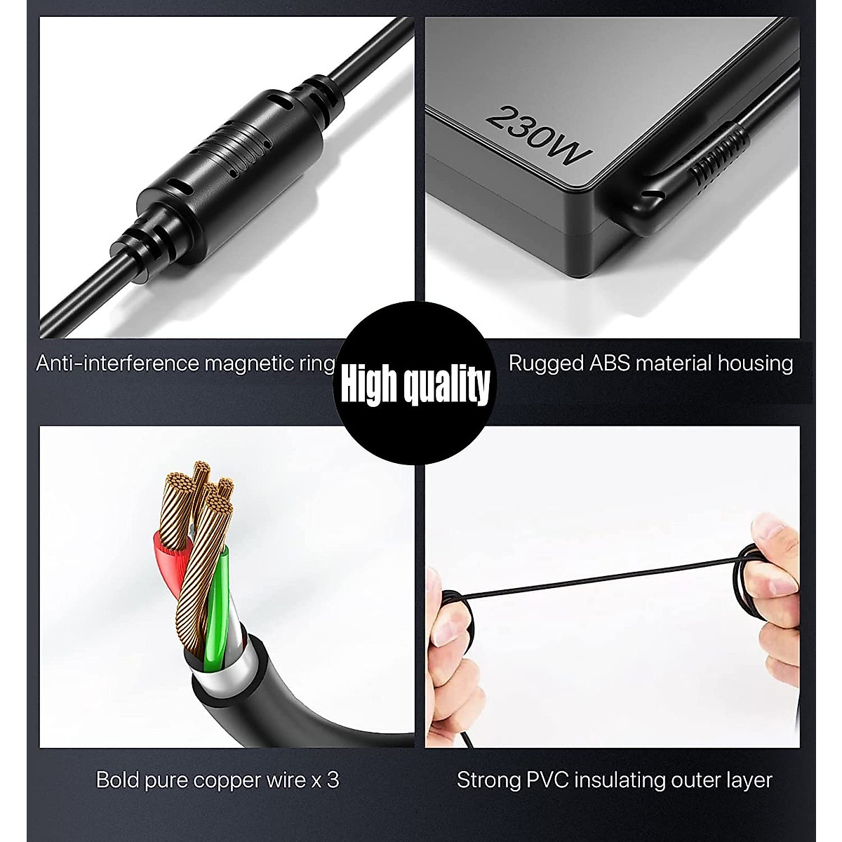 230w Laptop Charger Slim Laptop AC Adapter for Lenovo ADL230SDC3A Legion 5 7 Charger 5-15ARH05H Y540 Y545 Y7000 Y7000P 230W 4X20E75111 for Lenovo ThinkPad P53 P72 Laptop Adapter Power Supply Cord