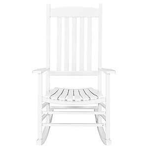 Patio Rocking Chair, Wooden Porch Rocker with High Back, 350Lbs Support Rocking Chairs for Both Outdoor and Indoor, Rocker Chair Patio Seating Chairs Rocking Chairs, Oak White 68.5X86X115CM