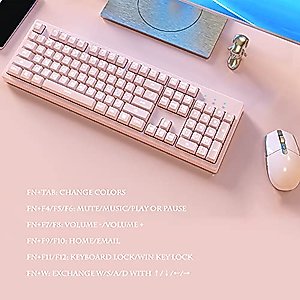 LIOURFE Keyboard with 7 Color LED Backlit, 104 Keys Quiet Wired Computer Keyboard for Office, Mechanical Feeling Gaming Keyboard for Windows Laptop PC Mac (Pink)