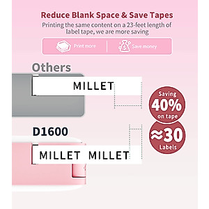 Vixic D1600 Bluetooth Label Maker (Comes with 4 Color Label Tapes) Bundle 6 Color Standard Label Tapes, 12mm (1/2 Inch), Compatible D1600 Label Maker