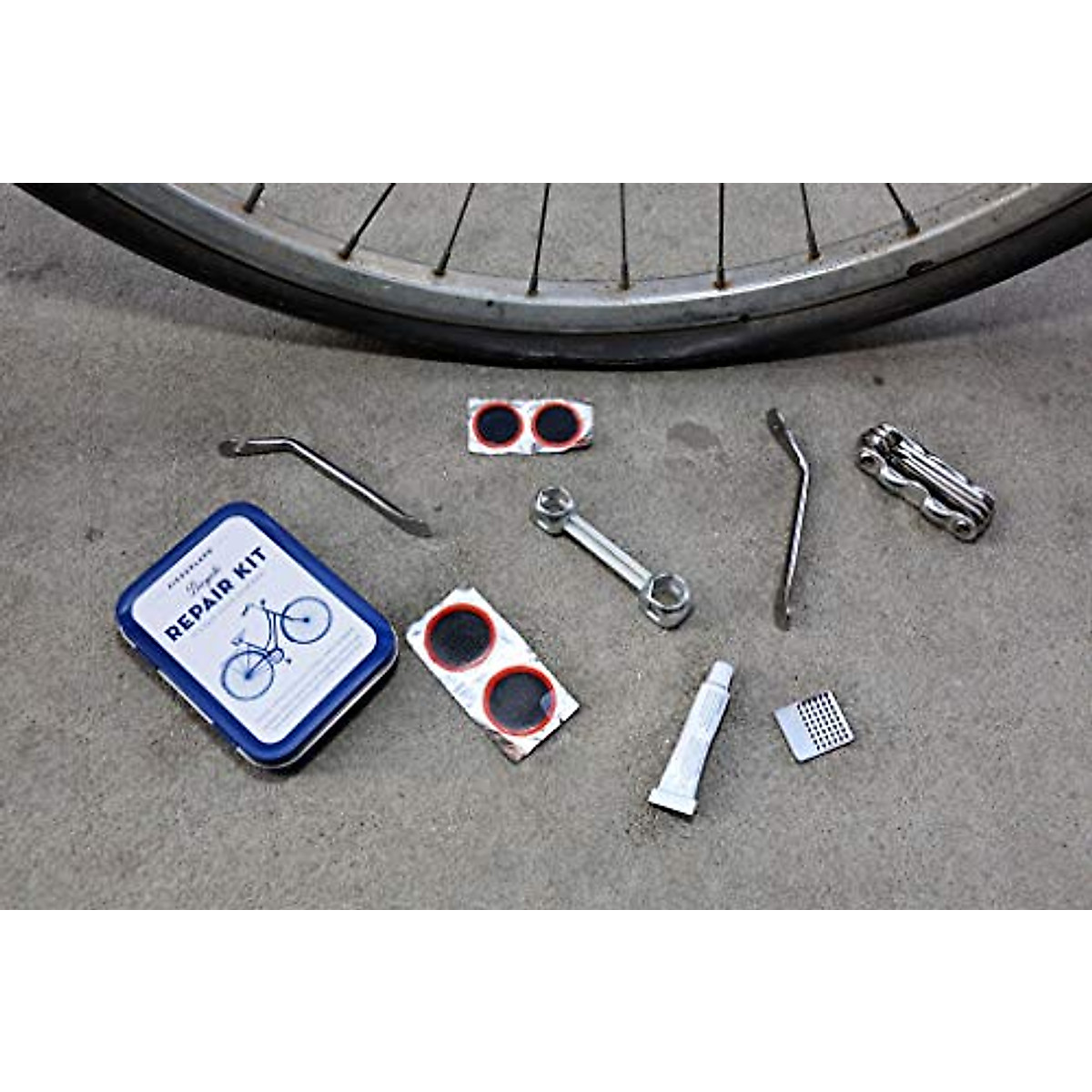 Kikkerland Bike Tin Repair Kit, DIY Bike Repair & Maintenance Tools, Steel and Rubber, Includes 6 Headed Allen set, Best for Quick Fixes