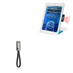 BoxWave Cable Compatible with Minor Decliner Smart Countertop ID Scanner (8 in) - USB Type-C Keychain Charger, Key Ring USB Type-C to Type-A 8 in USB Cable - Jet Black