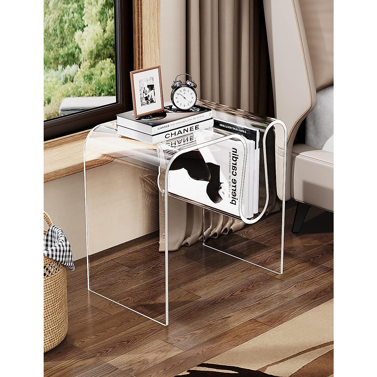 solaround Acrylic Side Table, Small End Table for Living Room,Bedside Table for Bedroom Lucite Nightstand (1, Clear, 17.7 * 17.7 * 11.8)